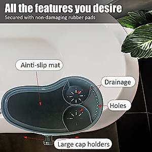 Hot Tub Table Tray, Adjustable Hot Tub Drink Holder, Nonslip Drink Caddy with 2 Cup Holders, Upgraded Hot Tub Side Table, Heavy-Duty Serving Tray for Aboveground Bathtub Spa Outdoor Patio