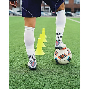 The Grip Sock Youth Socks, Soccer Socks Kids, Anti Slip Soccer Socks, Trampoline Socks, Non Slip Football Grip Socks, Kids socks 4 pk Kids ages 4-10 (White)