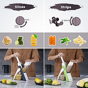 SUPMAKIN Safe Mandoline Food Slicer, Kitchen Multi Vegetables Chopper, Potato Slicer | French Fry Cutter & Veggie Dicer, Chopping Artifact for Fast Meal Prep, Salad Chopper (5 in 1 Brown)