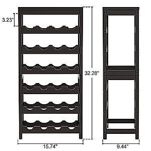 Purbambo 24-Bottle Wine Rack Freestanding Floor, 6-Tier Bamboo Wine Display Rack Storage Shelf with Table Top for Kitchen Dining Room Bar Cellar - Brown