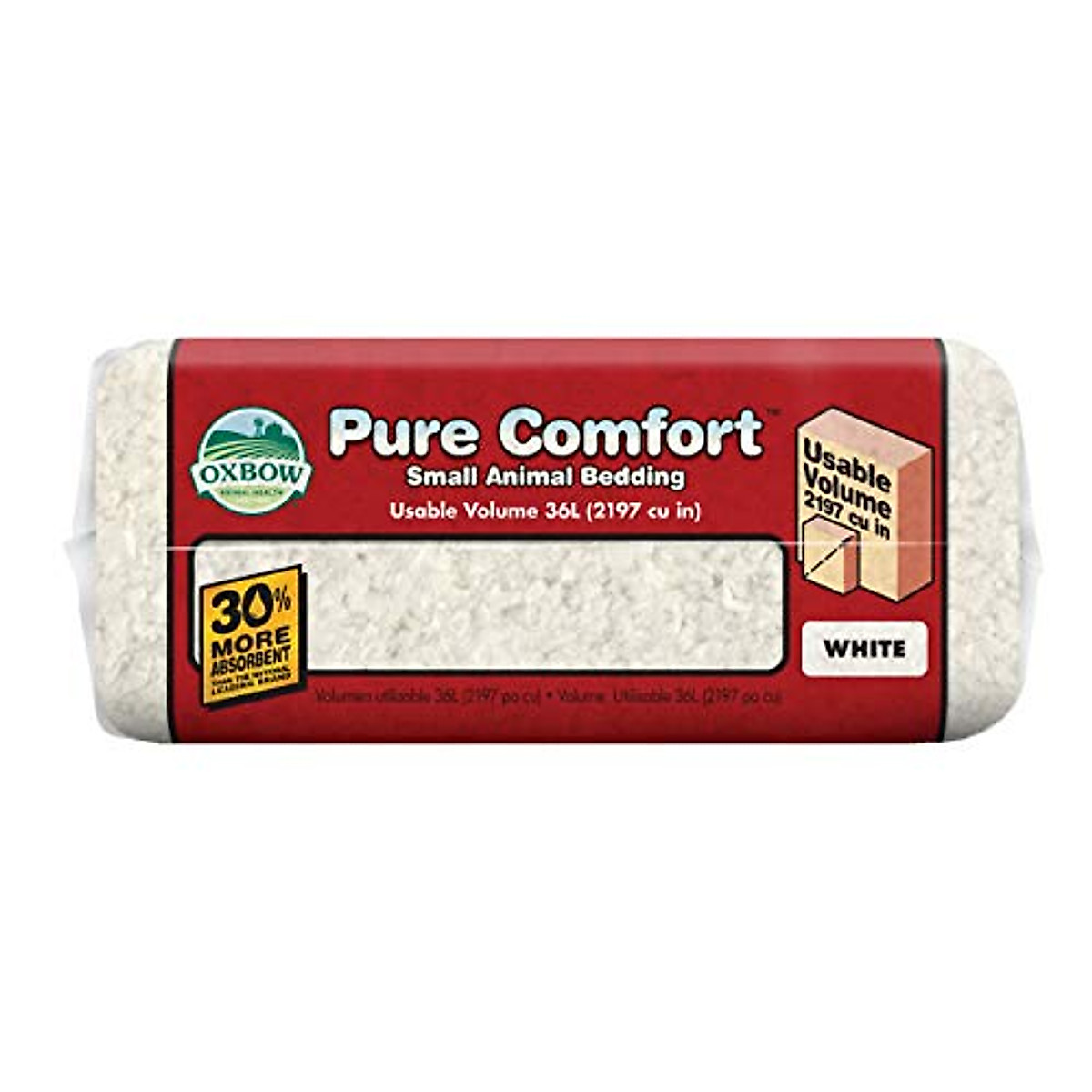Oxbow Pure Comfort Small Animal Bedding - Odor & Moisture Absorbent, Dust-Free Bedding for Small Animals, White, 36 Liter Bag