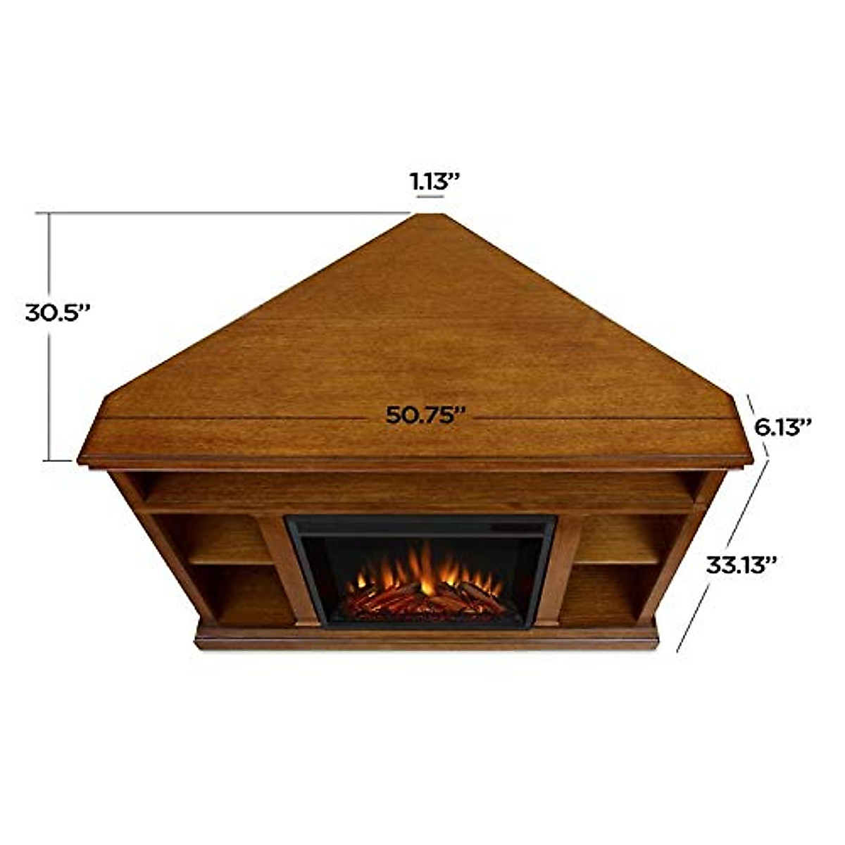 BOWERY HILL Traditional Wood Electric Corner Fireplace for TVs up to 50" in Oak