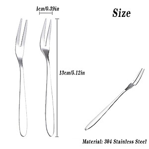 Stainless Steel Forks Set, Forks for Oyster and Shellfish, Appetizers Tasting Forks, Cocktail Salad Dessert Fruit Forks for Birthday Wedding Party Travel (6 Pcs)