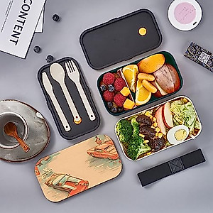 Poster Car Adult Lunch Box, Bento Box, With Cutlery Set Of 3, 2 Compartments, Rectangular, Lunch Box For Adults