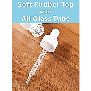 JUVITUS 1 oz Frosted Clear Glass Boston Round Empty Bottle with White Graduated Measurement Glass Dropper (12 pack)