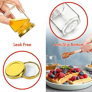 AuroTrends 30-Pack 3oz Glass Honey Jars with Wooden Dippers - For Wedding and Baby Shower Favors