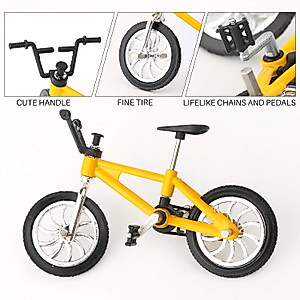 Mini Bike Finger Bike Finger Skateboard Set,Excellent Functional Miniature Toys Mini Extreme Sports Finger Bicycle Skateboard Cool Boy Toy Creative Game Toy Set Collections Cake Decoration (4PCS)