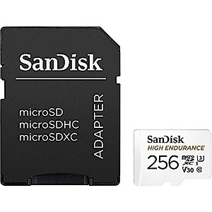 Garmin Dash Cam Tandem, Front and Rear Dual-Lens Dash Camera & SanDisk 256GB High Endurance Video microSDXC Card with Adapter for Dash Cam and Home Monitoring Systems