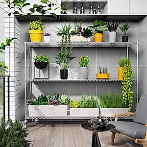 3 Tier NSF Wire Shelf Shelving Unit, 24 x 72 x 62 Inch 3000lbs Capacity Heavy Duty Adjustable Storage Rack with 5in Wheels and Shelf Liners and Extensible Designs Large Utility Storage Rack - Chrome