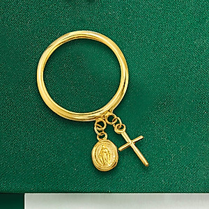 Ross-Simons Italian 14kt Yellow Gold Religious Charm Ring. Size 6