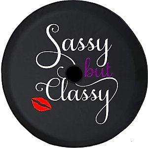 JL Series Spare Tire Cover with Backup Camera Hole Sassy but Classy Girl Lips Black 32 in