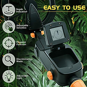 Metal Detector for Kids - 7.4 Inch Waterproof Kid Metal Detectors Gold Detector Lightweight Search Coil (24"-35") Adjustable Metal Detector for Junior & Youth with High Accuracy