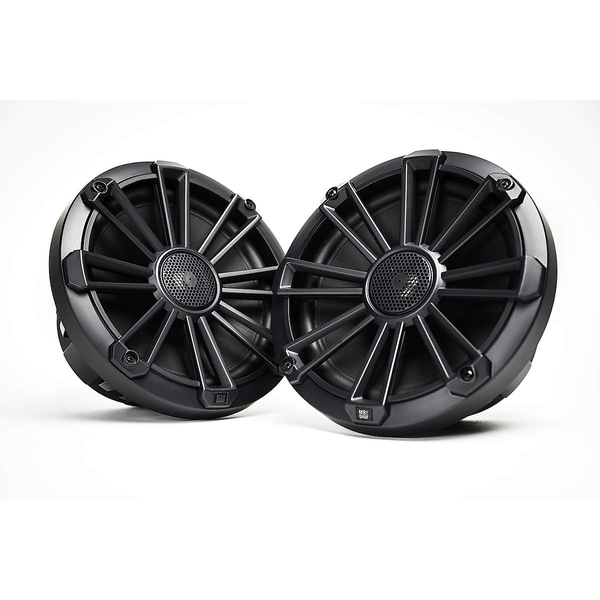 MB Quart NP1-120 Nautic Premium Waterproof Speakers (Black, Pair) – Marine Grade Speakers, Boat, RV, and Off-Road Vehicle Marine Audio, 3 Grill Colors (Black, Silver, White), 140 Watts, 8 Inch