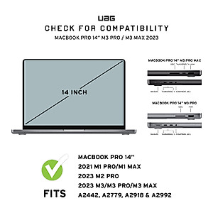 [U] by UAG Designed for MacBook Pro 14" Case 2021-2023 A2918 A2992 M3/M3 Pro/Max, M2 Pro/Max, M1 Pro/Max Slim Impact Resistant Touch ID Military Dropproof Lucent Laptop Cover, Transparent Cerulean