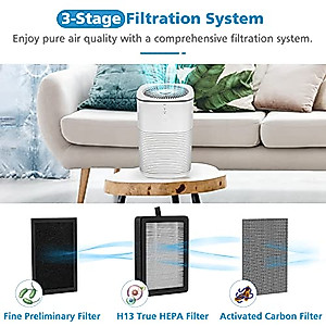 4 Pack LV-H128 Replacement Filter Compatible with LEVOIT LV-H128 / PUURVSAS (HM669A) / ROVACS (RV60) Air Purifier, 3-in-1 H13 Ture HEPA and Activated Carbon Filters, Replace Part #LV-H128-RF