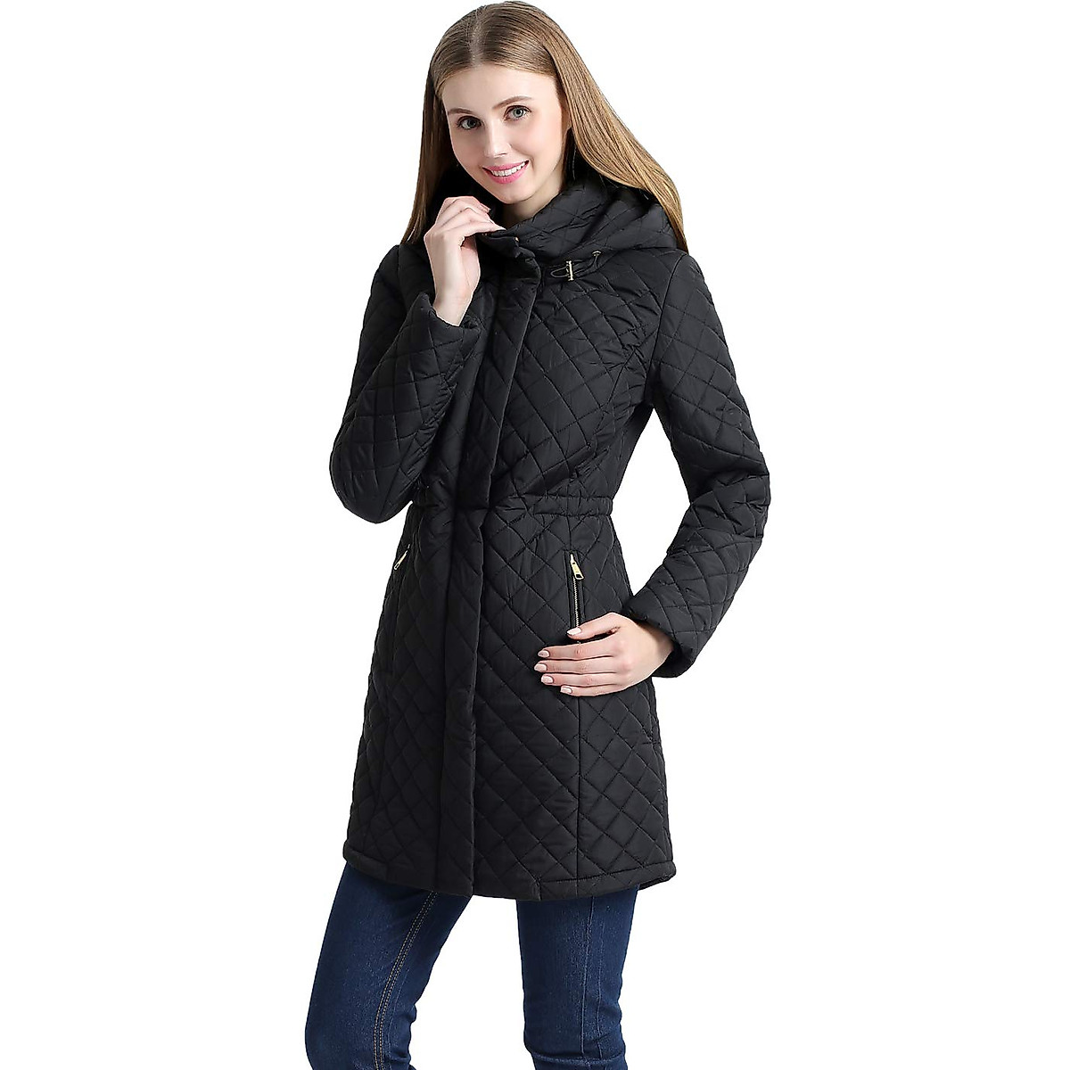 BGSD Women Angela Waterproof Quilted Parka Coat Novelty Winter Jacket Black X-Large