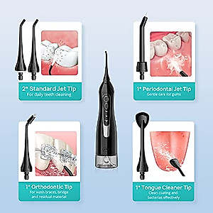 Water Dental Flosser Teeth Pick: Portable Cordless Oral Irrigator 300ML Rechargeable Travel Irrigation Cleaner IPX7 Waterproof Electric Waterflosser Traveling Flossing Machine for Teeth Cleaning