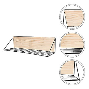 Cabilock 1pc Storage Rack Wire Wall Organizer Organizing Holder Shelves Wall Mounted Practical Wall Shelf Succulent Wall Rack Black Wire Sundries Rack Storage Shelves Solid Wood