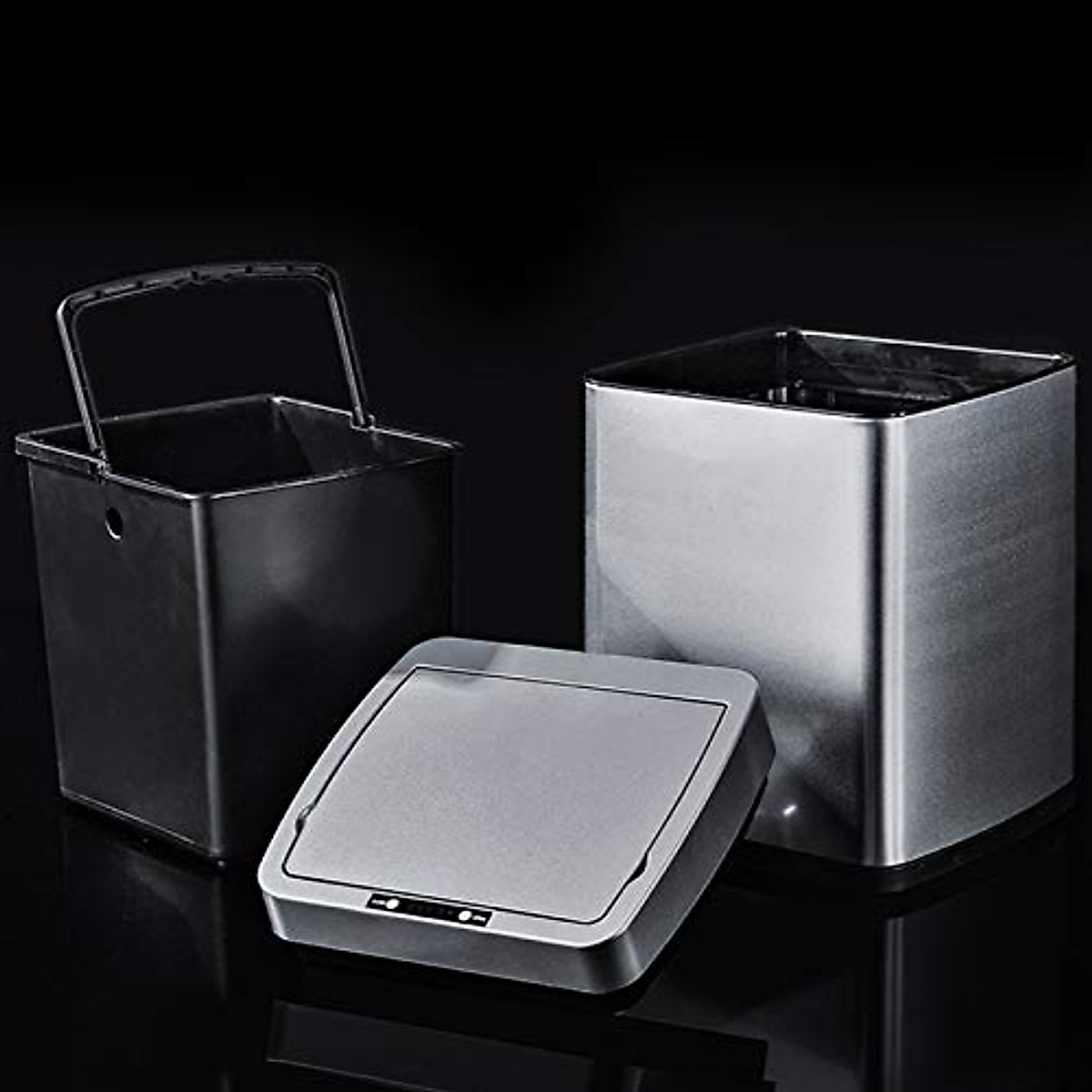 Slim Smart Trash Can Simple Induction Trash Can Household Trash Bin with Lid Smart Living Room Kitchen Large Capacity Trash Can (Silver/Gold) Bathroom Trash Can (Capacity : 22L, Color : Gold)