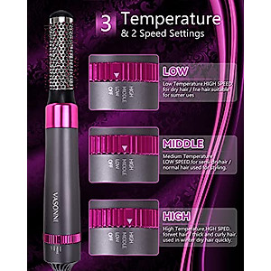 5 in 1 Hair Dryer Brush, Negative Ion Electric Hot Air Blow Dryer Brush Comb, Detachable and Interchangeable Hair Straightener Curly Hair Comb for All Hairstyle