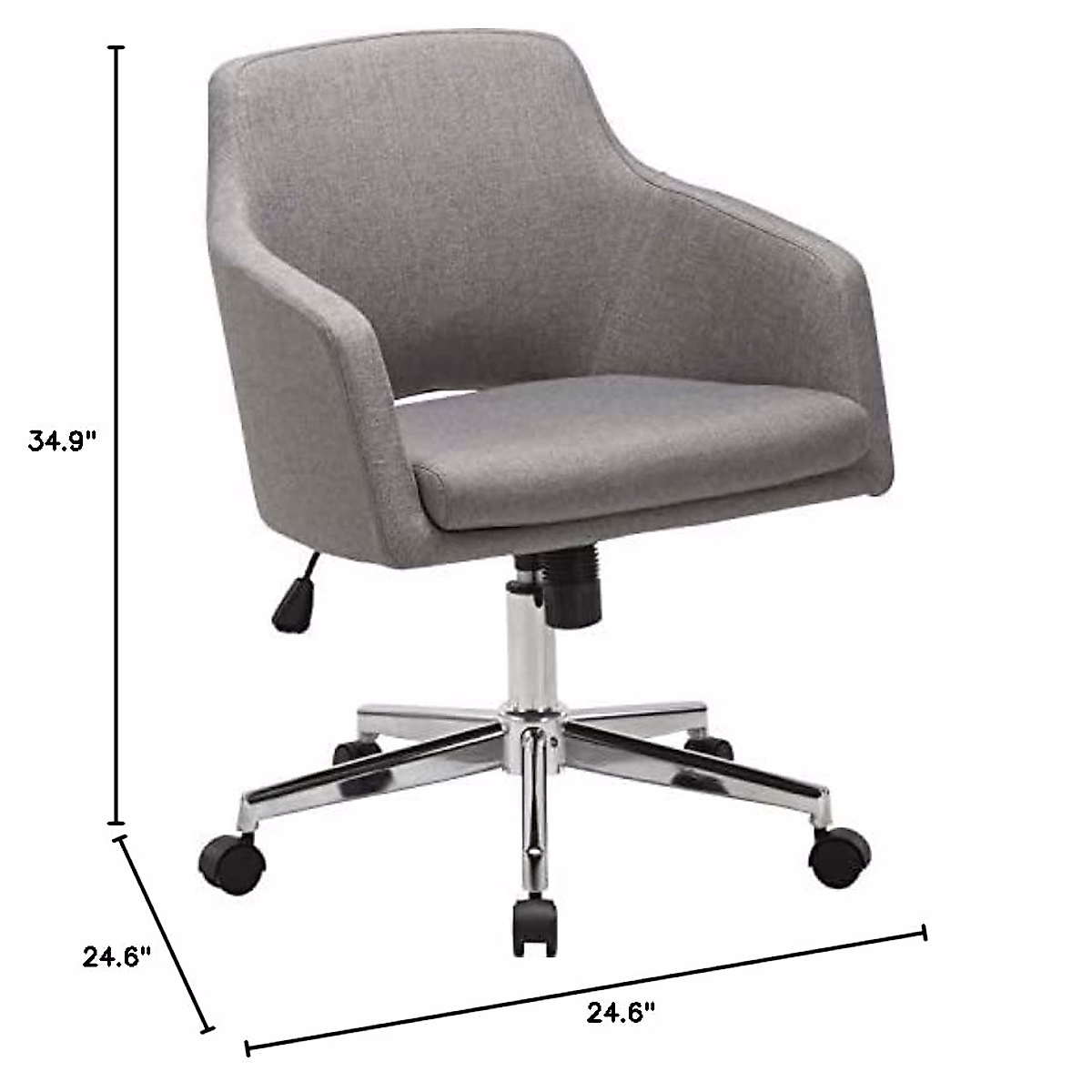 Lorell Mid-Centry Modern Task Chair, Gray Seat