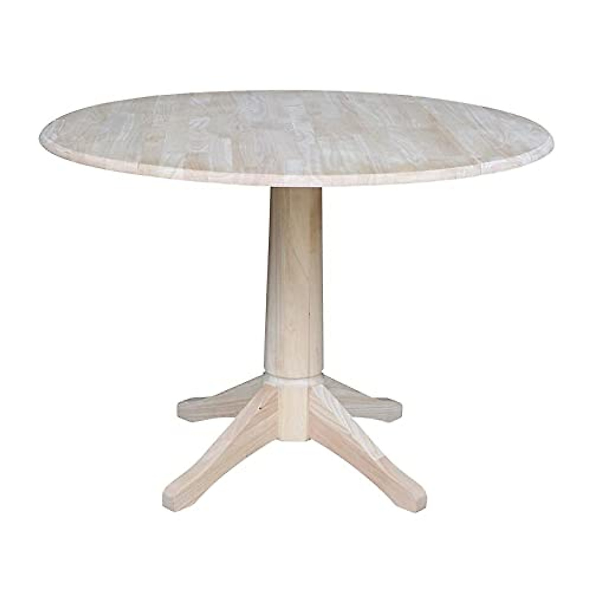 Pemberly Row 42" Round Solid Wood Dual Drop Leaf Pedestal Table - Unfinished