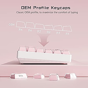 XVX Keycaps - Crystal Jelly Keycaps, Custom Keycaps 113 Keys, Side Printed Keyboard Keycaps OEM Profile Pink Keycaps for 61/68/84/87/98/100 Cherry Gateron MX Mechanical Keyboard