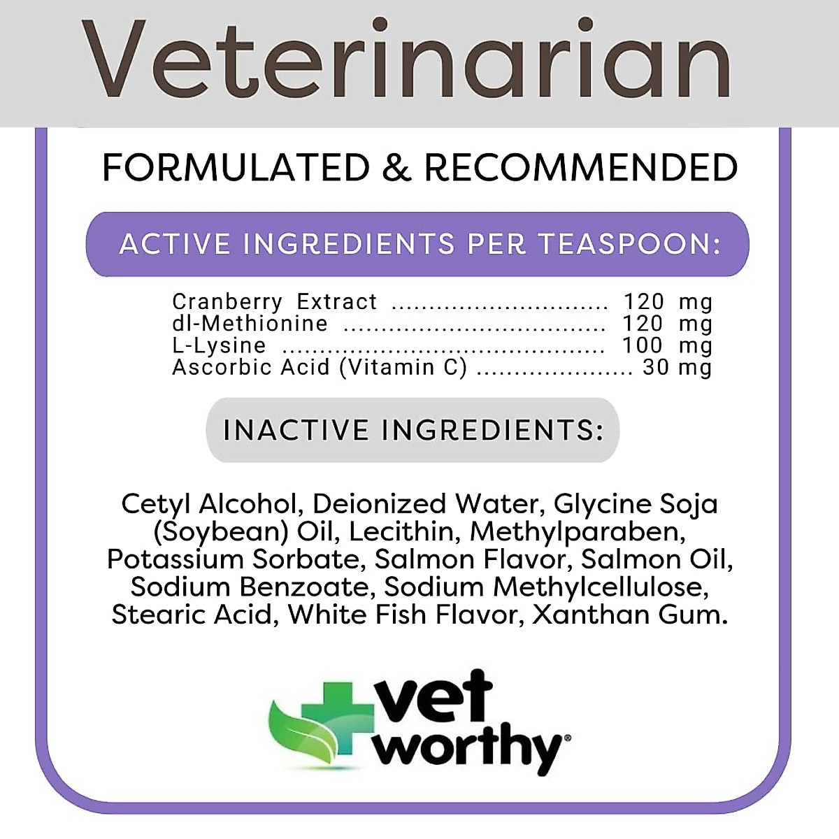 Vet Worthy Urinary Paw Gel for Cats - Cat Supplement to Support Healthy Urinary Tract and Bladder Health - Feline Supplement with Cranberry Extract, L-Lysine and Vitamin C - Salmon Flavor, 3oz