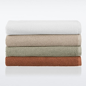 Nate Home by Nate Berkus 100% Cotton Textured Rice Weave 6-Piece Towel Set | 2 Bath Towels, Hand Towels, and Washcloths, Soft and Absorbent for Bathroom from mDesign - Set of 6, Sienna (Brown)