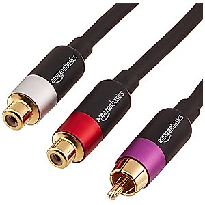 Amazon Basics 1-Male to 2-Female RCA Y-Adapter Splitter Cable - 12-Inches