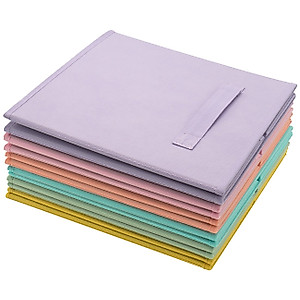 Sorbus 11 Inch Cube Storage Bins Bundle - Set of 6 Pastel Rainbow Bins & Set of 6 Blue, Green, and Yellow Bins (12 Storage Bins Total)