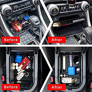 Neepiar 2PCS Center Console organizer Tray and Armrest Storage Box compatible with Toyota RAV4 2023 2022 2021 2020 2019 Insert Secondary Storage box Accessories