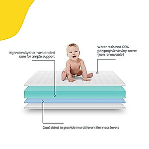 Safety 1st Polypropylene Vinyl Cover Heavenly Dreams Deluxe Dual 2-in-1 Baby Crib and Toddler Mattress, Waterproof and Stain Resistant Cover,Firm, White