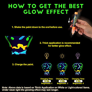 FansArriche Glow in the Dark Fabric Paints, 18 Colors x 20 ml 3D Waterproof Acrylic Textile Paint Markers, Glow in Dark Paint Pen, DIY Neon Fabric Paints for Clothes, Canvas