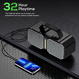 BUGANI Bluetooth Speaker, SHOCKW Portable Bluetooth Speaker, Bluetooth 5.3, Waterproof, Wireless Speakers, 60W Super Power, Outdoor Speaker, Black(New Model)