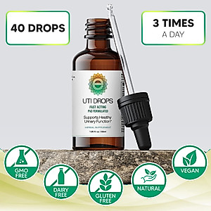 Natural UTI E-Drops – Fast-Acting Herbal Formula for Support of Bladder, Kidney & Urinary Tract Health for Women & Men