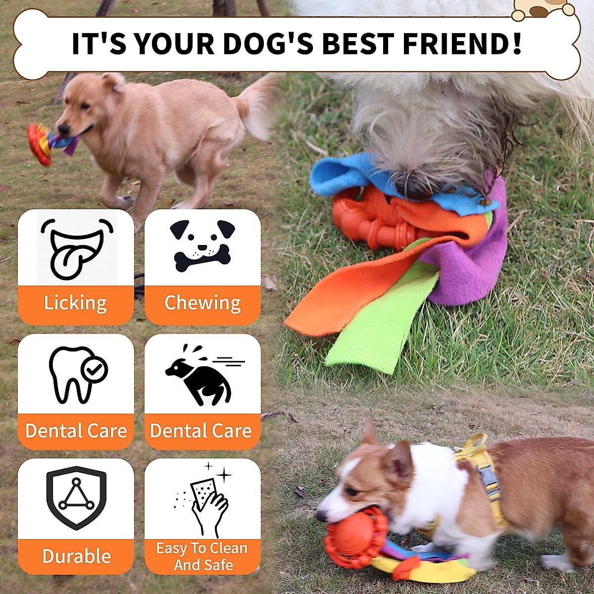 OUQEEING Dog Chew Toys with Beef Flavor Bite Resistant Toys Hidden Food Cloth Strips for Medium, Large Dog Interactive Trainning Treat,Durable Hard Toys for Aggressive Chewers,Teeth Cleanning