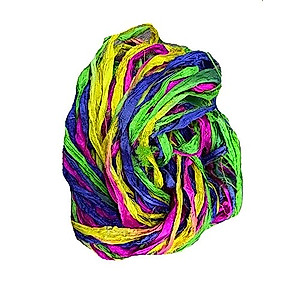 Knit Silk Sari Silk Ribbon Super Bulky Yarn Pink Yellow Blue Green 1 Skein