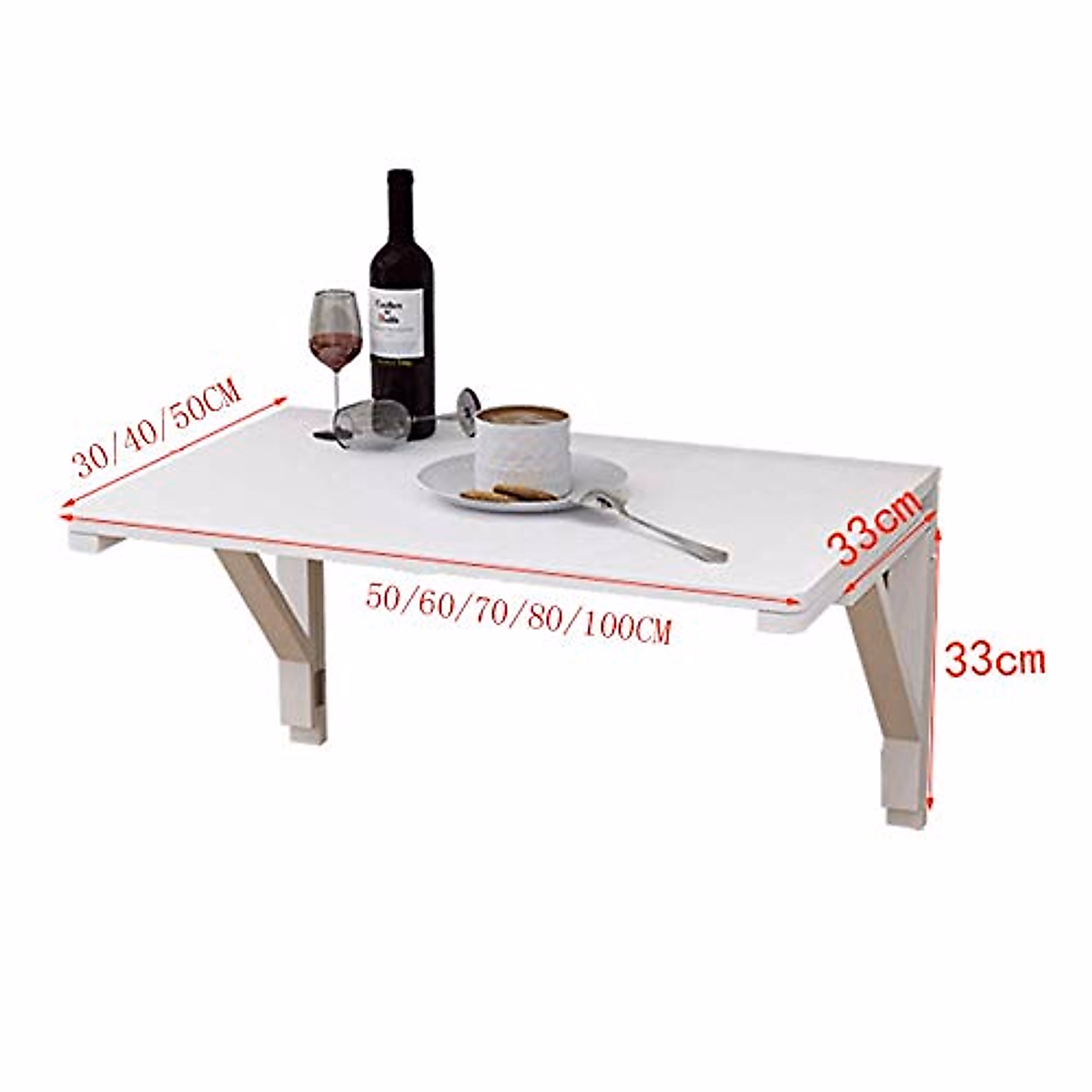 PIBM Stylish Simplicity Shelf Wall Mounted Floating Rack Table Laptop Stand Desk Foldable Solid Wood Multifunction Simple Restaurant Bedroom Living Room,8 Sizes, White ,