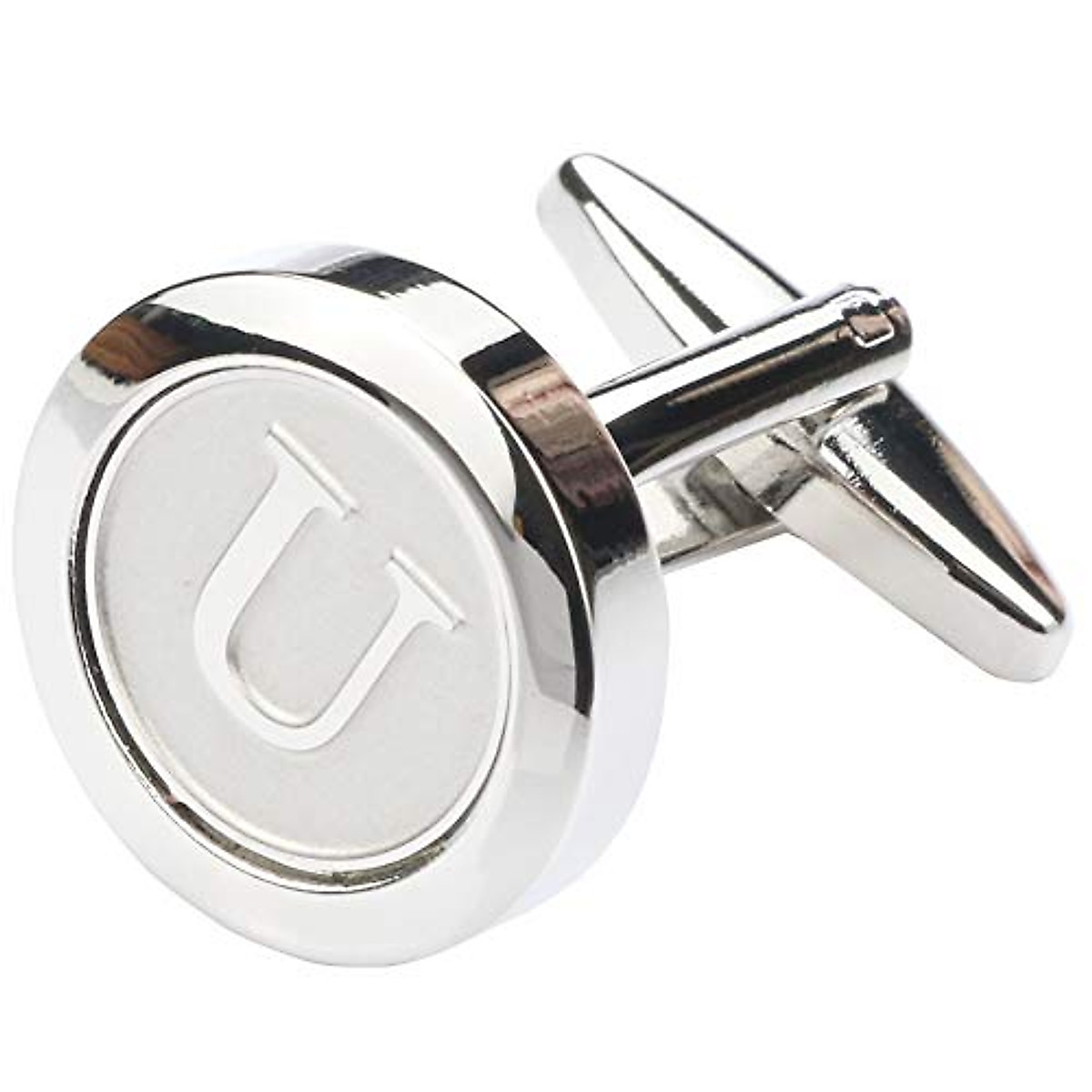 Dannyshi Mens Classic Stainless Steel Initial Cufflinks 26 Alphabet Initial Letter Cufflinks Business Wedding Shirts A-Z (U)