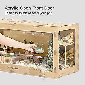 MEWOOFUN Large Hamster Cage Wooden Hamster Cage for Syrian Hamster (39.4" L X 19.7" WX 19.7”H) Acrylic Hamster Cage Without Accessories (Front-Opening)