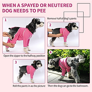 FUAMEY Recovery Suit for Dogs, Long Sleeve Dog Onesie for Surgery Female, Male Neuter Abdominal Wound Surgical Suit Dog Prevent Licking Wounds Shedding Suit Jumpsuit with Zipper