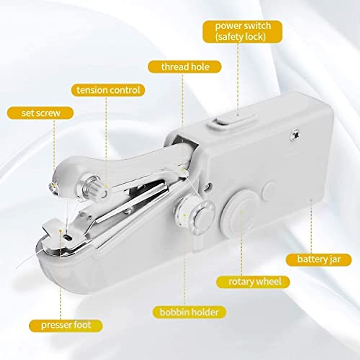 Black Handheld Sewing Machine, Mini Portable Electric Sewing Machine for Adult, Easy to Use and Fast Stitch Suitable for Clothes,Fabrics, DIY Home Travel