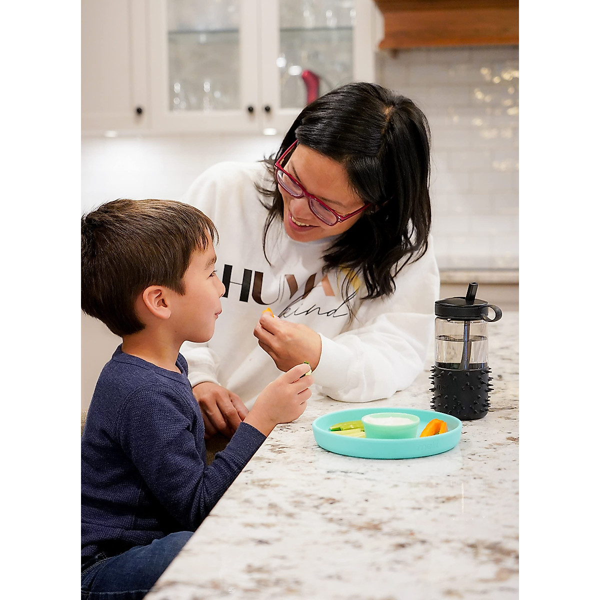 melii Non-Suction Silicone Plate, Bowl and Cup Set for Toddlers, Kids and Children (Lime, Mint, Blue)