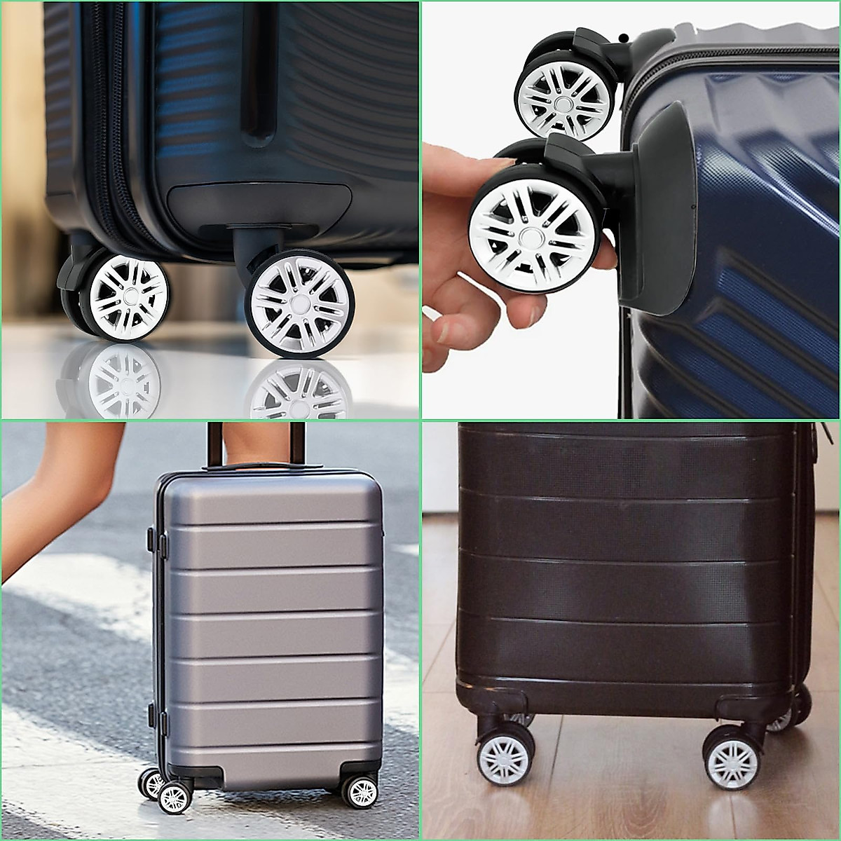 Luggage Wheels Replacement, 1 Pair Suitcase Wheels Replacement,Mute Swivel Replacement Wheels for Luggage,Spinner Luggage Replacement Wheels with 10 Screws Suitcase Accessory Wheel Width 1.2cm/0.5in