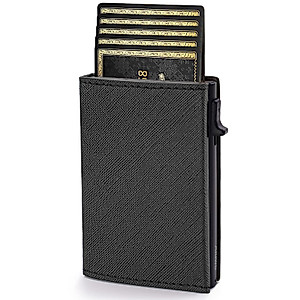 Aiuwo Airtag Wallet for Mens Wallet Edge Wallet Cartera de Hombre Card Holder Smart,Slim,Minimalist Wallet,RFID Blocking Wallet (Card Wallet, Cross Black)