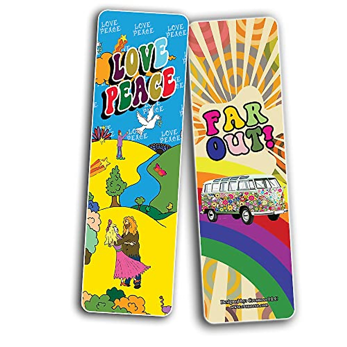 Creanoso Hippie Retro 60's Bookmarks (2-Sets X 6 Cards) – Daily Inspirational Card Set – Interesting Book Page Clippers – Great Gifts for Kids and Teens