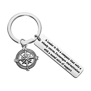 FOTAP Boss Gift A Leader Is Like A Compass That Sets A Steady Course,Encourages And Motivates With A Sound Voice Of Support Keychain Appreciation Gift for Supervisor, Mentor (Leader Keychain)
