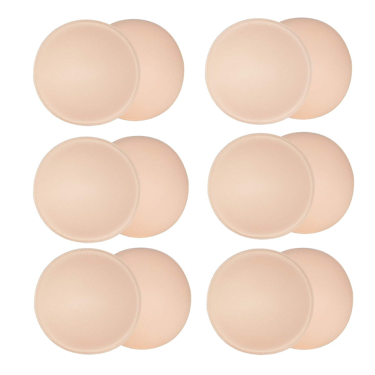 URSMART 6 Pairs Round Bra Inserts Pads, Removable and washable Bra Cups Inserts for Bikinis Top Swimsuit Sport Bra (Ａ/B Beige)