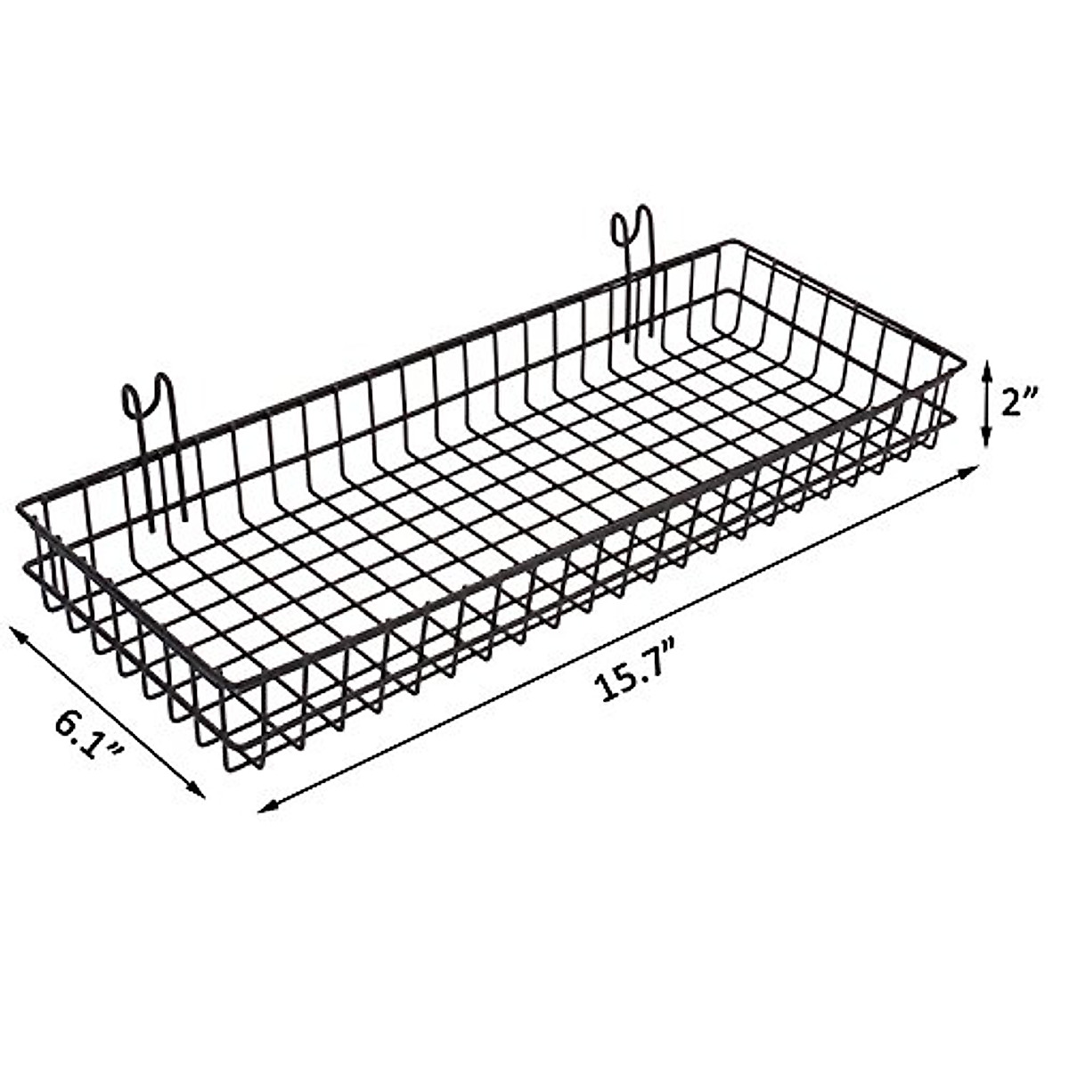 Kaforise Hanging Basket for Wire Wall Grid Panel, Multi-Function Wall Storage and Display Basket, Large Size, Black Painted